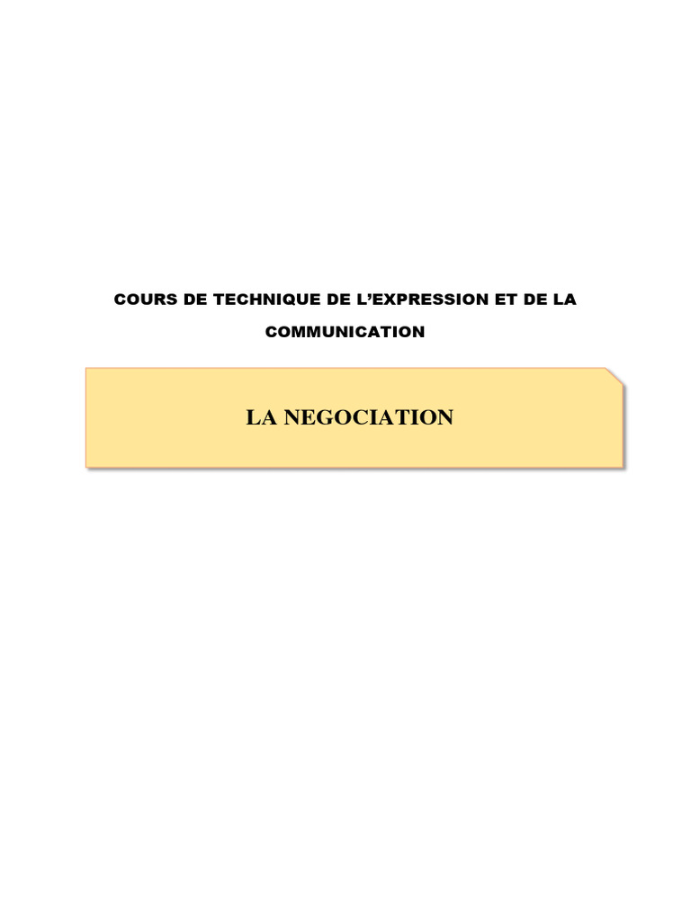La Negociation | PDF | Négociation | la communication