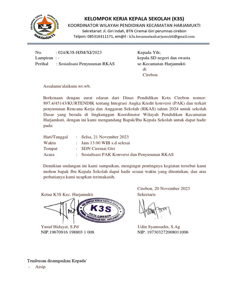 Undangan Penyusunan PAK Dan RKAS - Copy | PDF