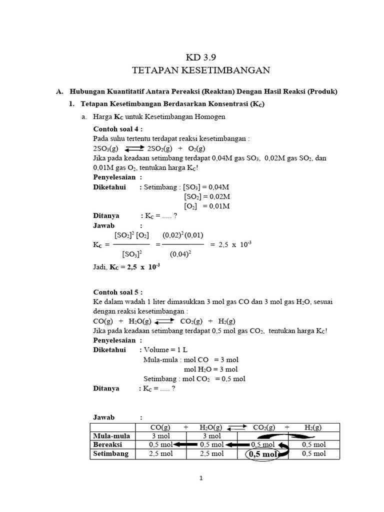 KD 3.9 - Tetapan Kesetimbangan Kimia | PDF