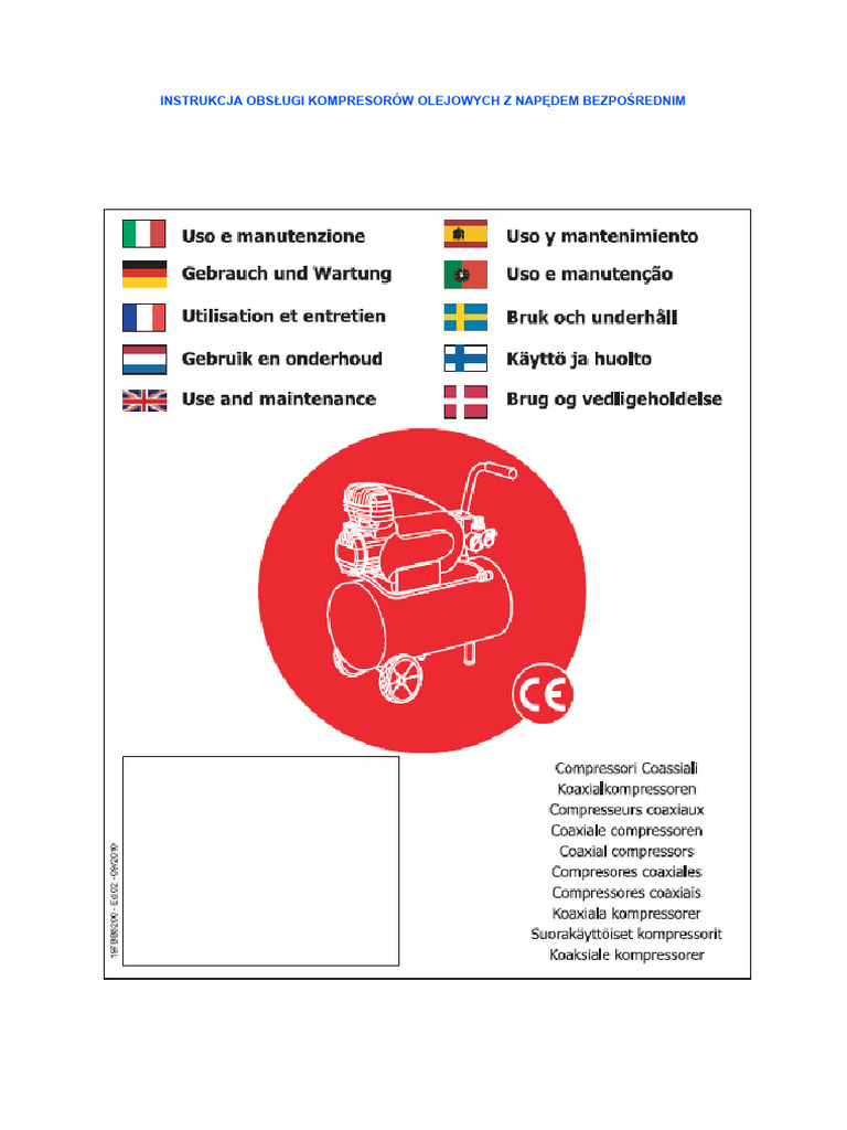 Instrukcja Obsługi Kompresorów Olejowych Z Napędem Bezpośrednim | PDF