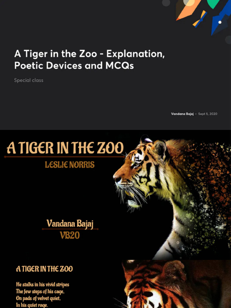 A Tiger in The Zoo Explanation Poetic Devices and MCQs No Anno | PDF