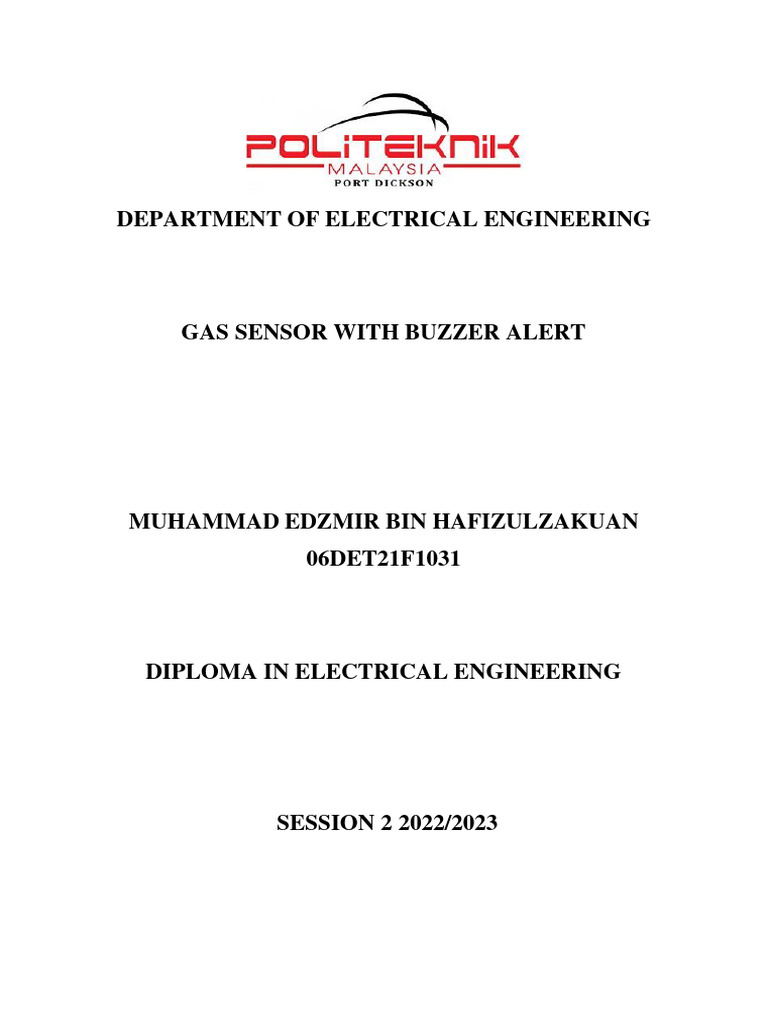 Proposal Project Gas Sensor With Buzzer Alert (06det21f1031) | PDF | Arduino | Computer Engineering
