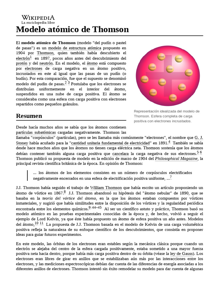 Modelo Atómico de Thomson | PDF | Naturaleza | Science