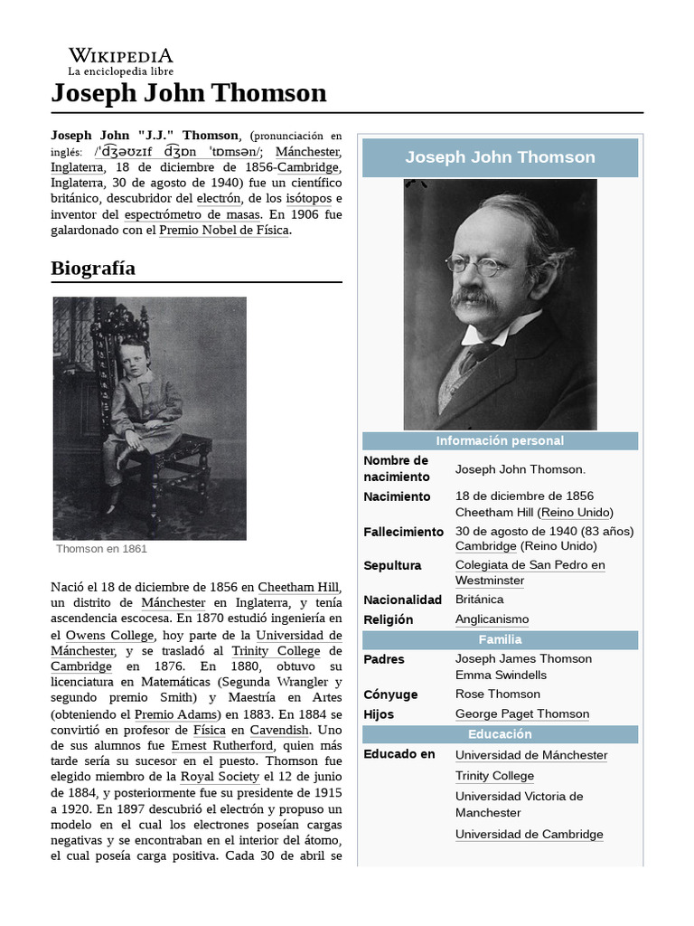 Joseph_John_Thomson | PDF | Física | Atómico