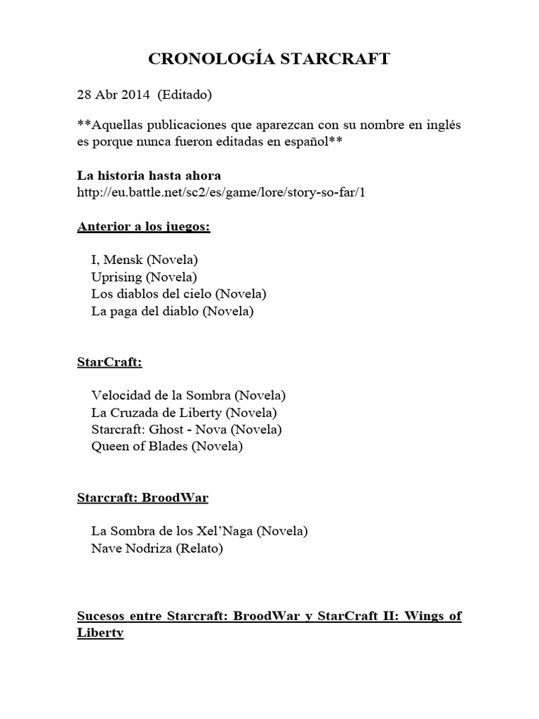 StarCraft Cronología | PDF