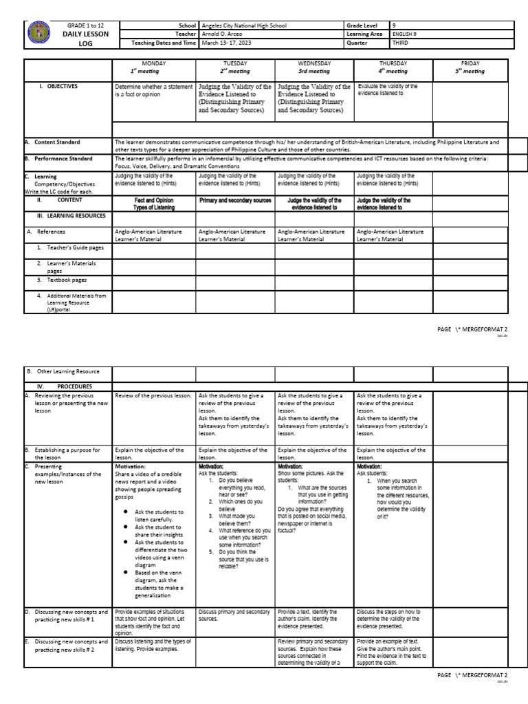 DLL March 13 17 ARnold | PDF | Learning | Validity (Statistics)