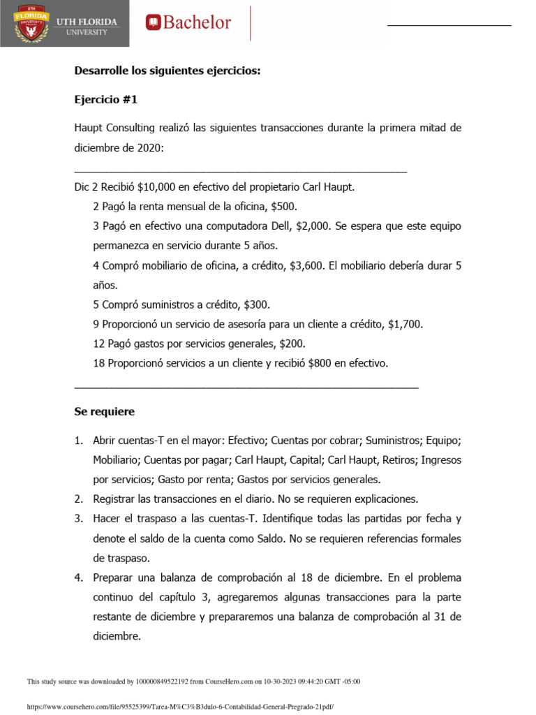 Tarea M Dulo 6 Contabilidad General Pregrado 21 PDF | PDF | Contabilidad | Economias