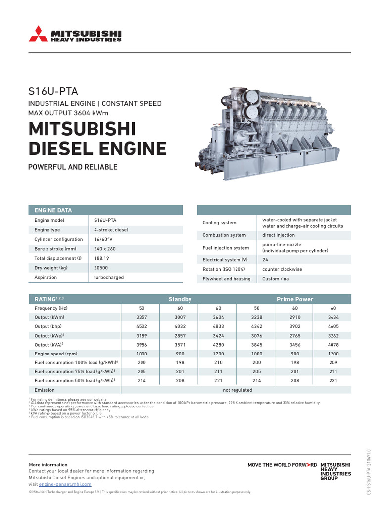 Mitsubishi Diesel Engine - S16U-PTA | PDF | Diesel Engine | Engines