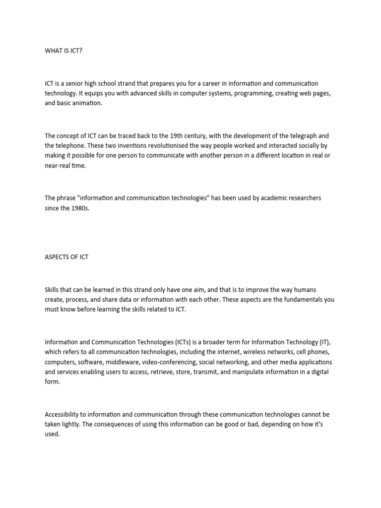 Aspects of Ict | PDF | Information And Communications Technology ...