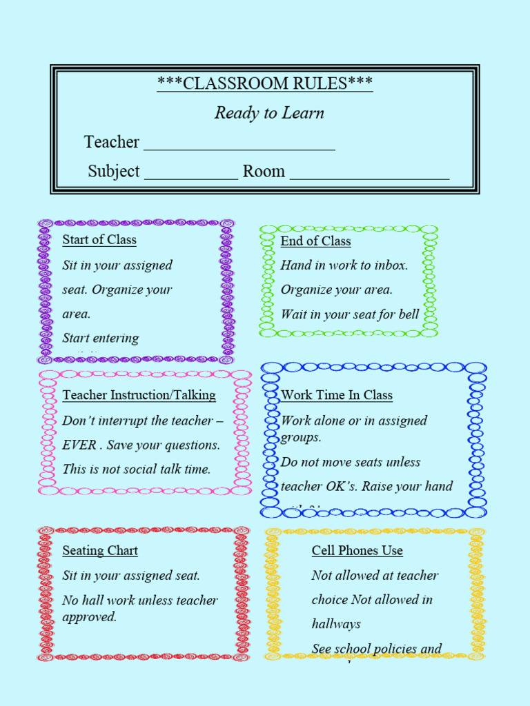 Classroom RULES : Ready To Learn | PDF