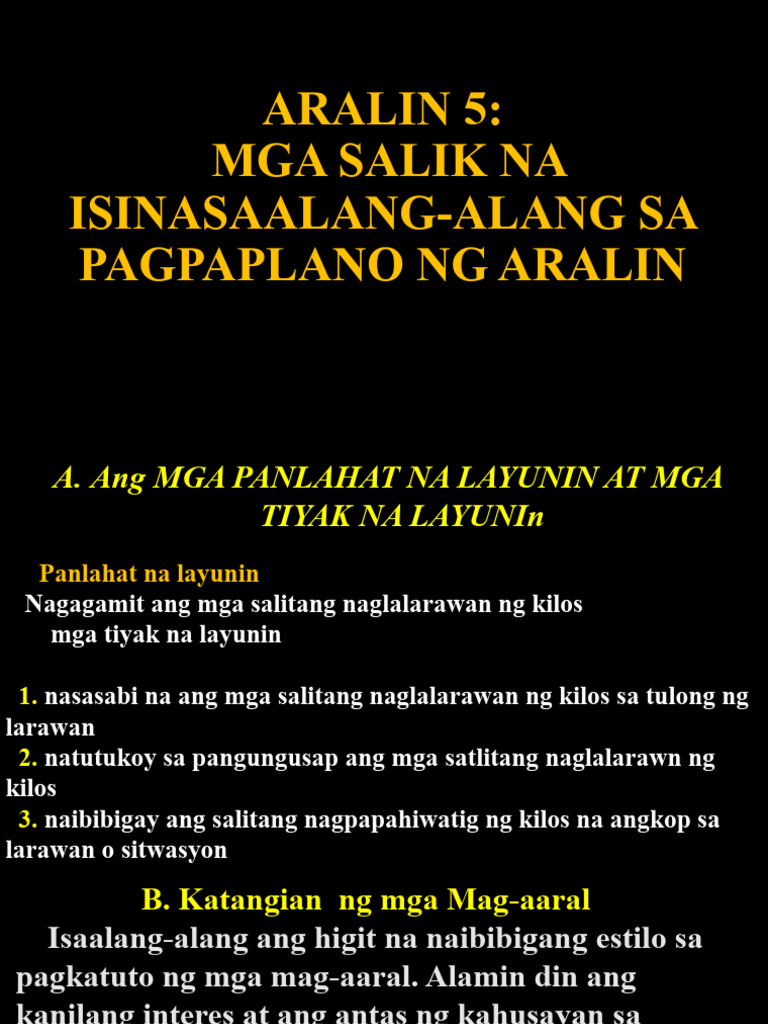 Filipino Aralin 5 | PDF