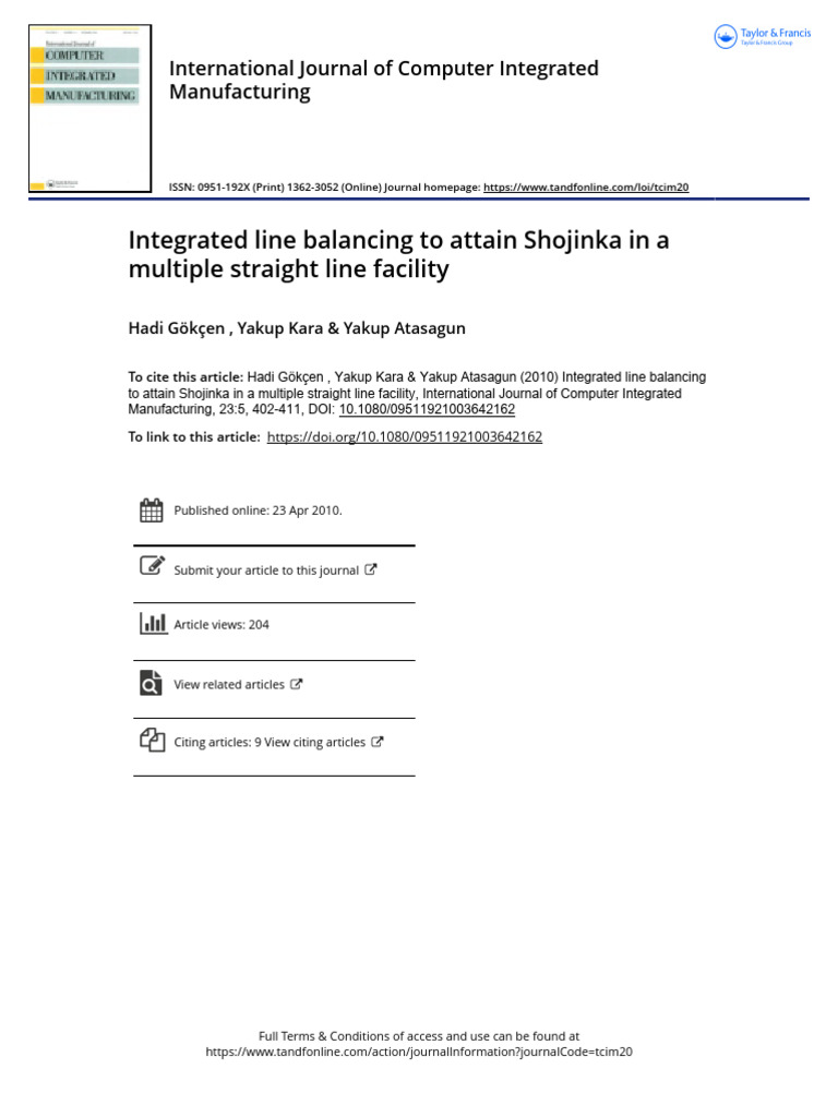 Integrated Line Balancing To Attain Shojinka in A Multiple Straight ...