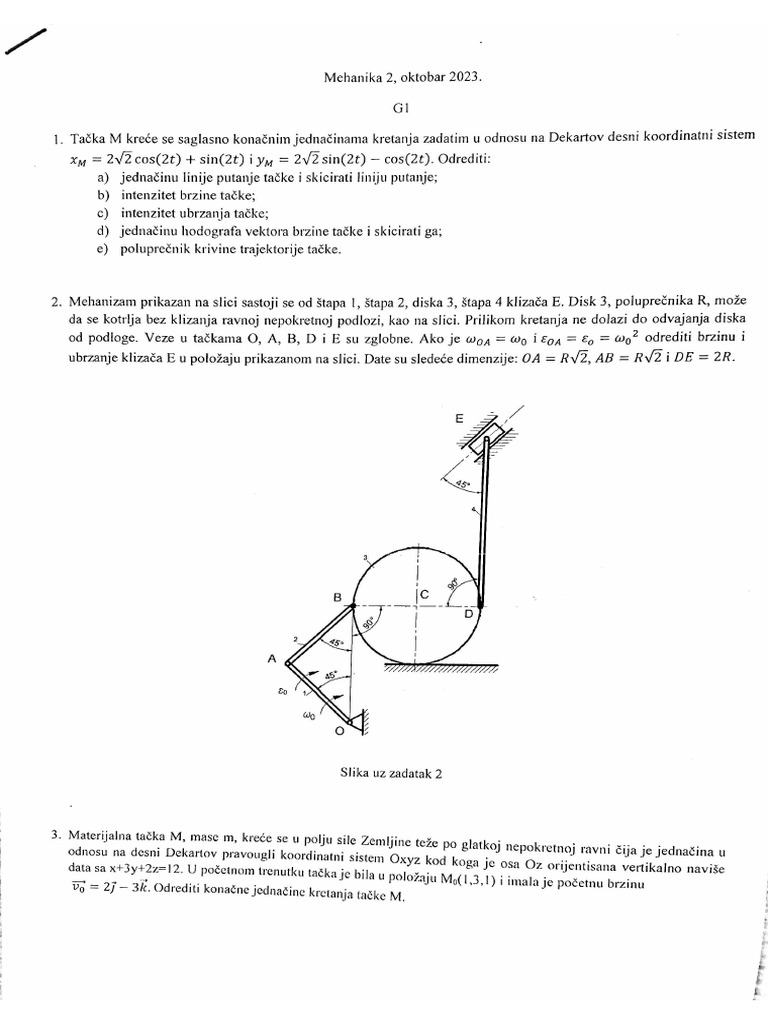 Mehanika 2 - Oktobar 2023 | PDF