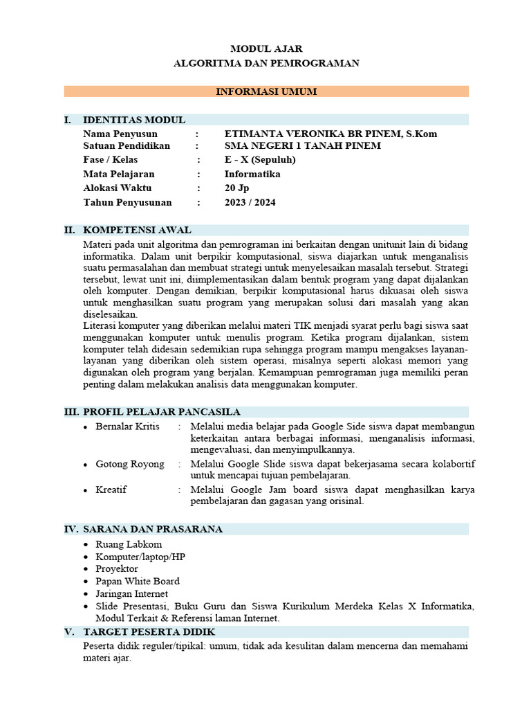 Informatika Bab 7 Algoritma Dan Pemrograman | PDF | Komputer