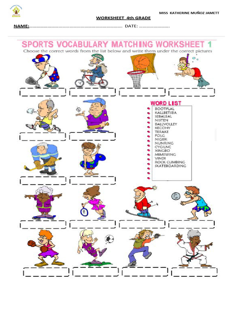 WORKSHEET 4th GRADE SPORTS | PDF