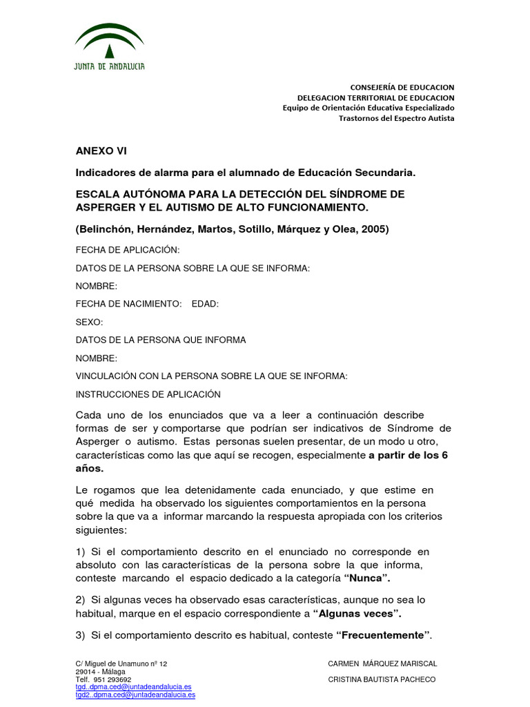Guia para La Evaluacion Del Tea Tablas Completas 20 23 | PDF | Espectro ...