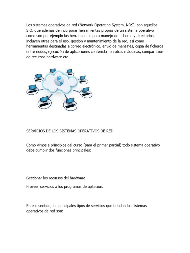 Sistemas Operativos de Red: Ejemplos y Funciones | PDF | Microsoft ...