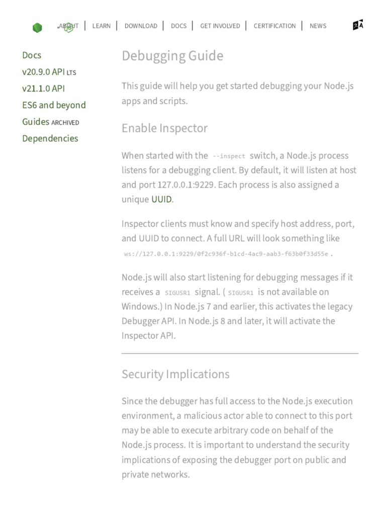 000debugging Getting Started Node Js Pdf Port Computer Networking Secure Shell