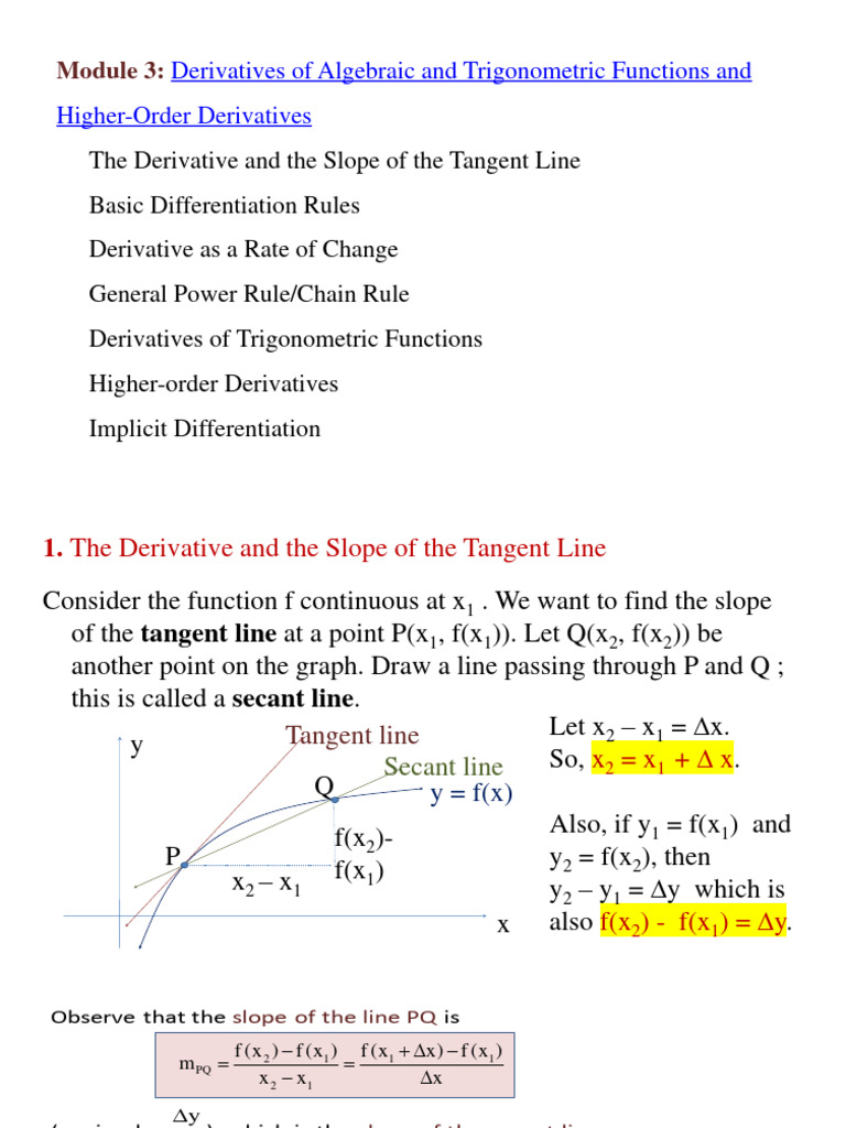 Derivative Basic Differentiation Rules Up Rates Of Change From SB PDF