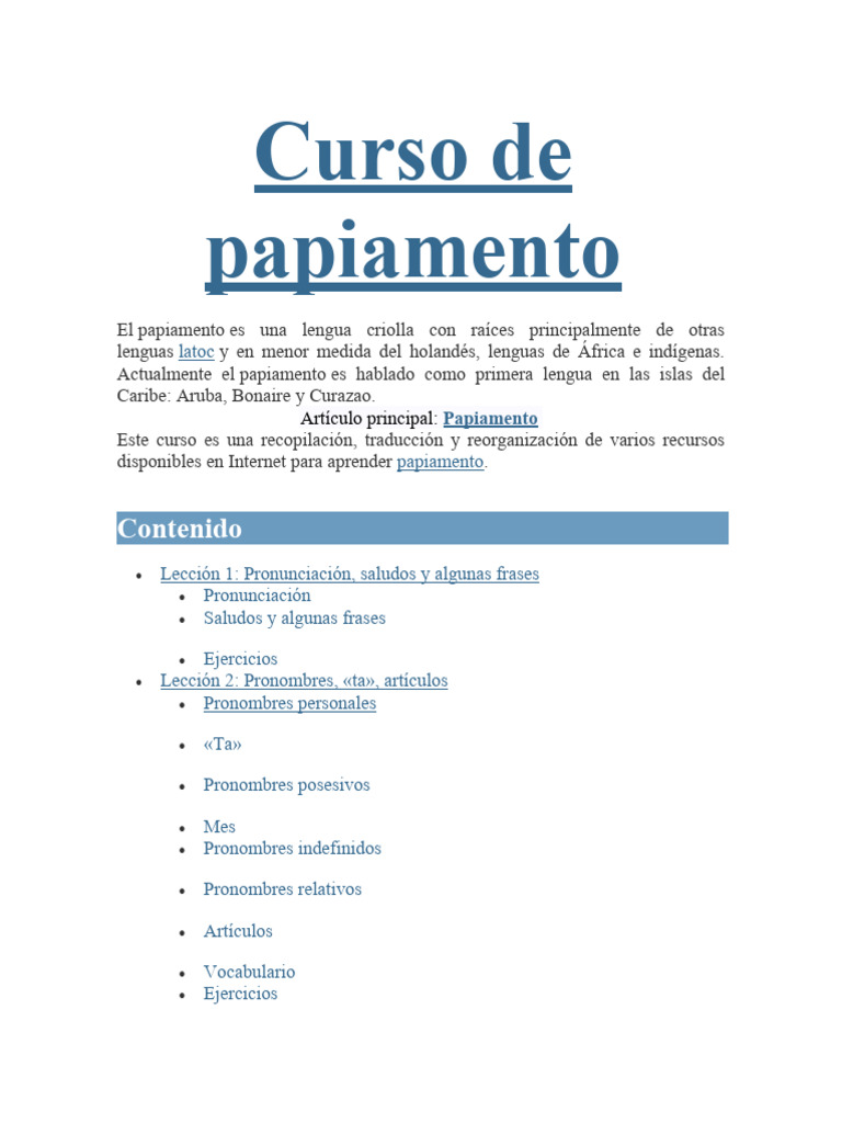 Curso de Papiamento | PDF | Lingüística | Gramática