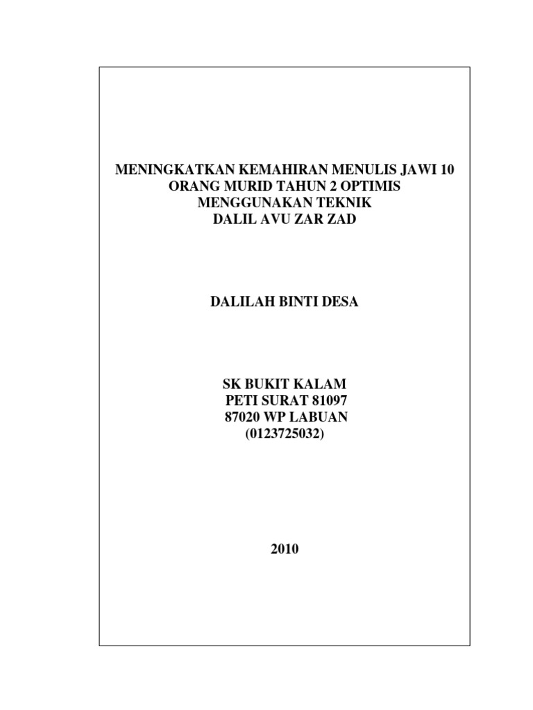 Contoh Pelaporan Kajian Tindakan - Dalilah | PDF