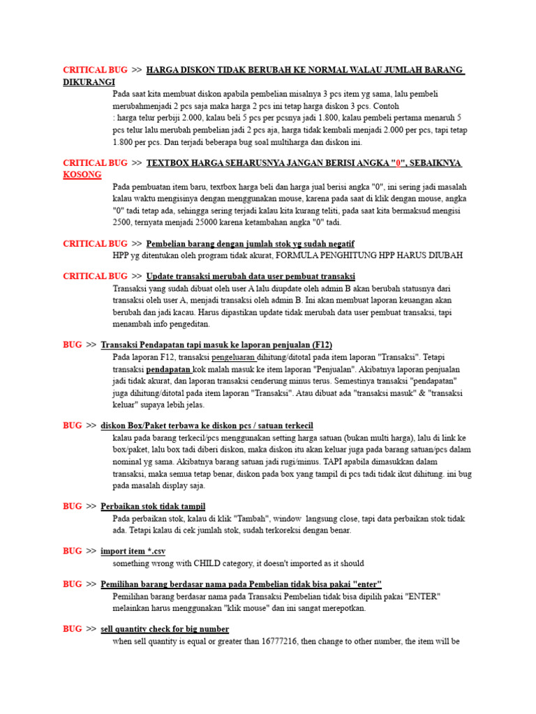 Sultan Feature, Issue & Bug | PDF | Pengelolaan Keuangan & Uang | Hukum