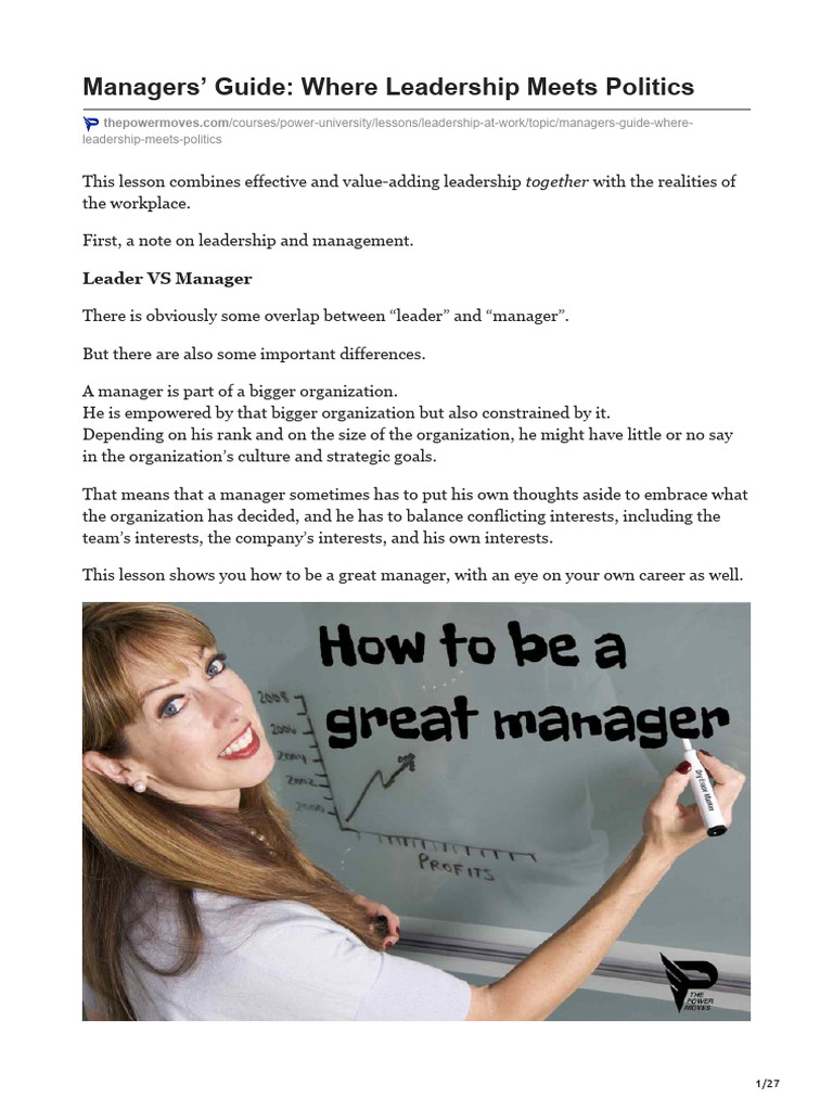 1.managers Guide Where Leadership Meets Politics | PDF | Motivation ...