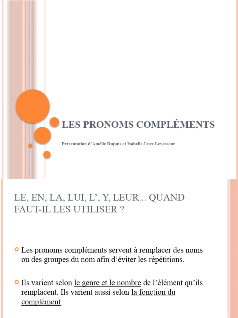 Les_pronoms_complements | PDF | Pronom | Relations syntaxiques