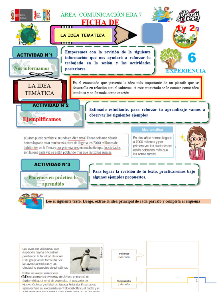 FICHA DE REFORZAMIENTO - SESION 1y 2 - SEMANA 1 - EXP 07 - COMUNICACION | PDF