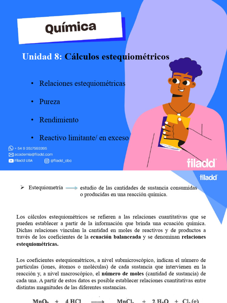 Unidad 8:: Cálculos Estequiométricos | Descargar gratis PDF | Estequiometría | Reacciones químicas