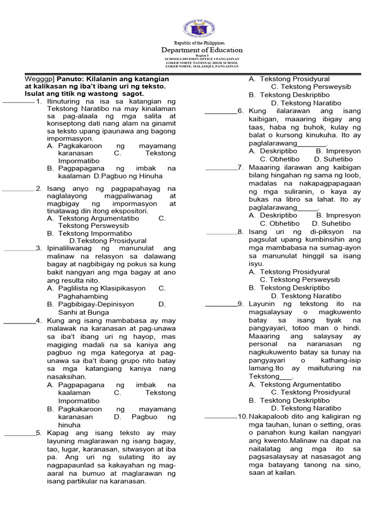 3rd-Quarterly-Exam-Sa-Pagbasa-at-Pagsusuri-Ng-Iba-t-Ibang-Teksto-Tungo ...