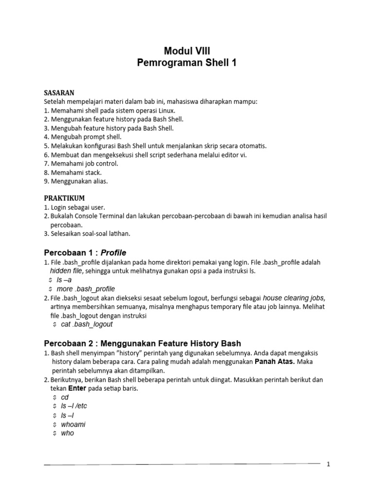 Job 8 Sistem Operasi - Pemrograman Shell | PDF | Kajian Bahasa Asing | Komputer