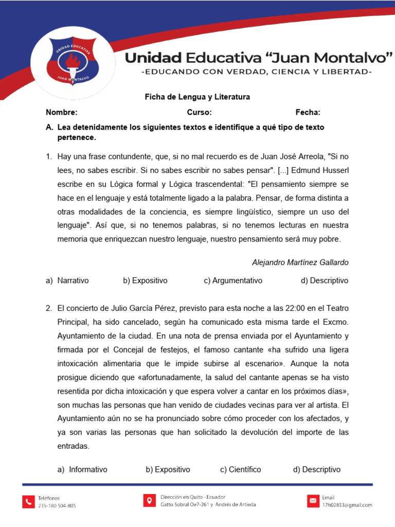 Ficha de Lengua y Literatura_2do BGU (1) | PDF