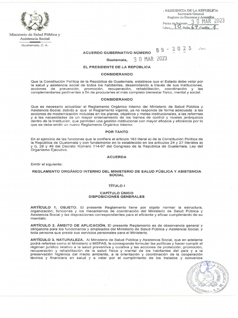 Acuerdo Gubernativo No. 59-2023 | PDF