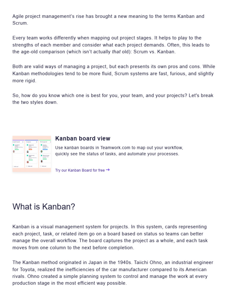 Kanban vs. Scrum - A Simple Breakdown of Each Complex Methodology | PDF ...