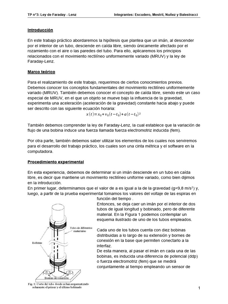 TP N°3 - Ley de Faraday - Lenz | PDF | Inducción electromagnética | Campo magnético