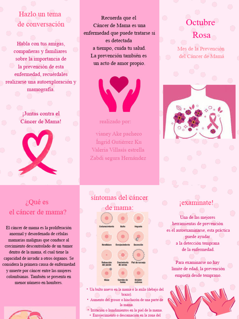 Tríptico Sobre El Cáncer de Mama | PDF | Cáncer de mama | Cáncer Tríptico Sobre El Cáncer de Mama | PDF | Cáncer de mama | Cáncer