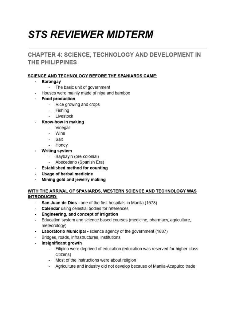 STS REVIEWER MIDTERM Chapeter 4 | PDF | Philippines