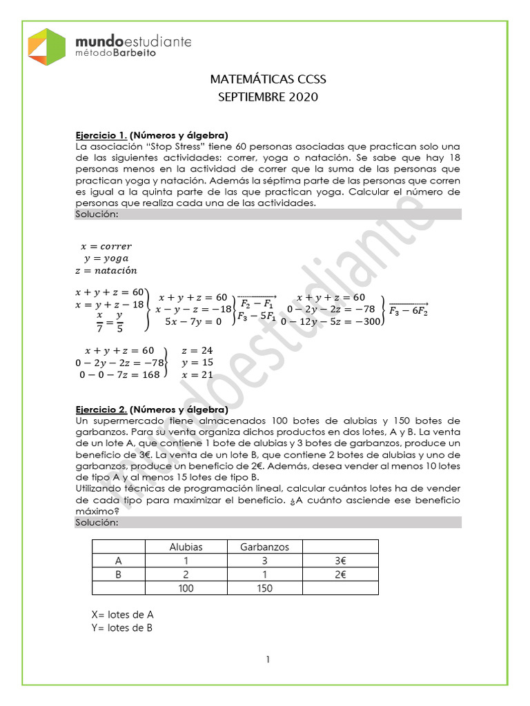 Examen Matematicas Ccss | PDF