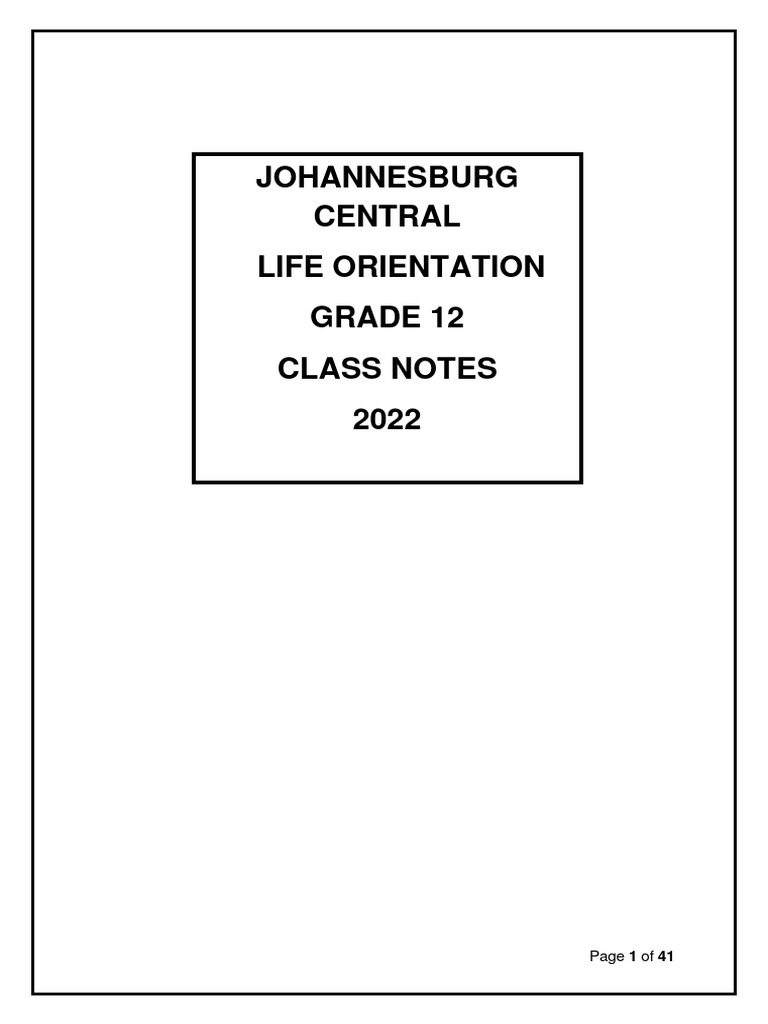 GR 12 LO JC Class Notes 2022 | PDF | Stress (Biology) | Attitude ...