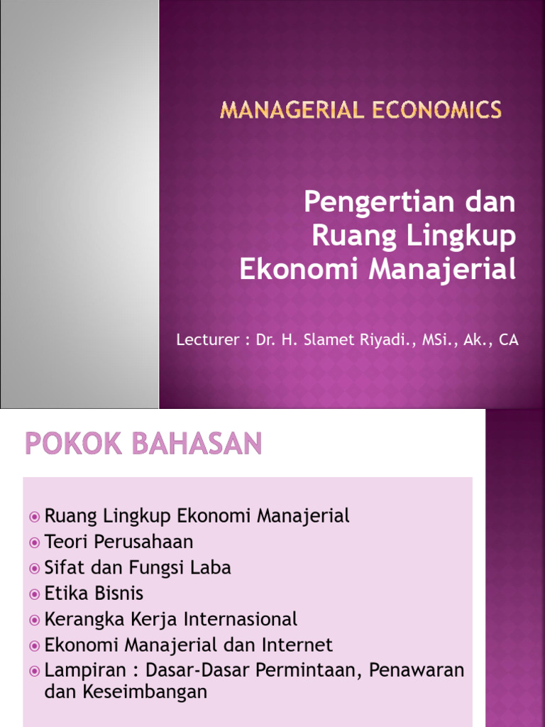 Eknomi Manajerial - 1 | PDF | Bisnis