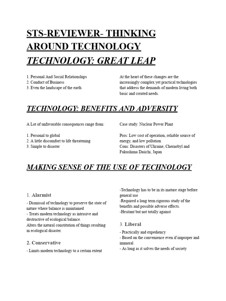 Sts-Reviewer - Thinking Around Technology | PDF | Virtue | Happiness