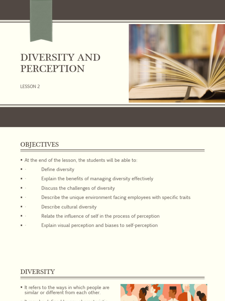 Lesson 2 Diversity and Perception | PDF | Stereotypes | Perception