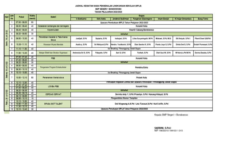 Jadwal Materi MPLS 2022-2023 | PDF