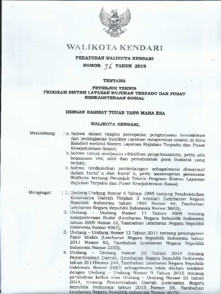 Perwali SLRT Kota Kendari | PDF