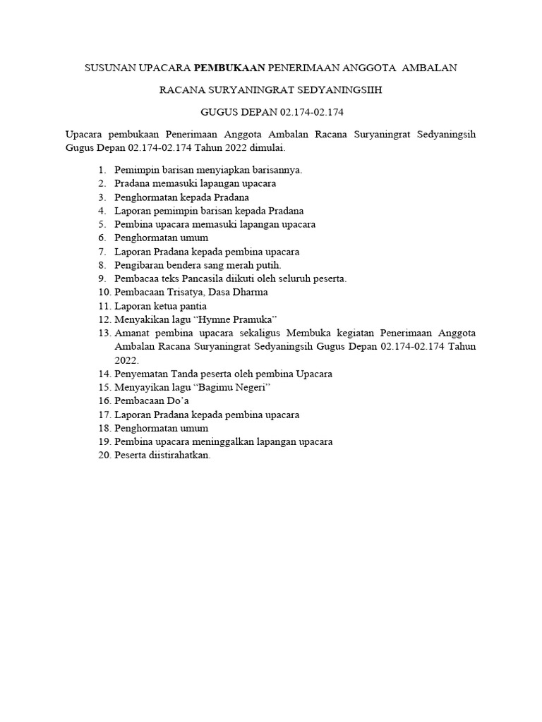 Teks Upacara (MC) | PDF