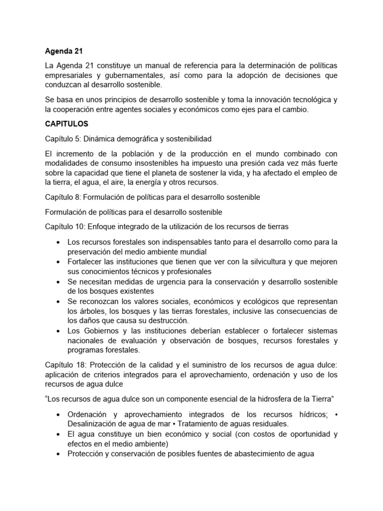 Agenda 21 | PDF | Sustentabilidad | Desarrollo sostenible