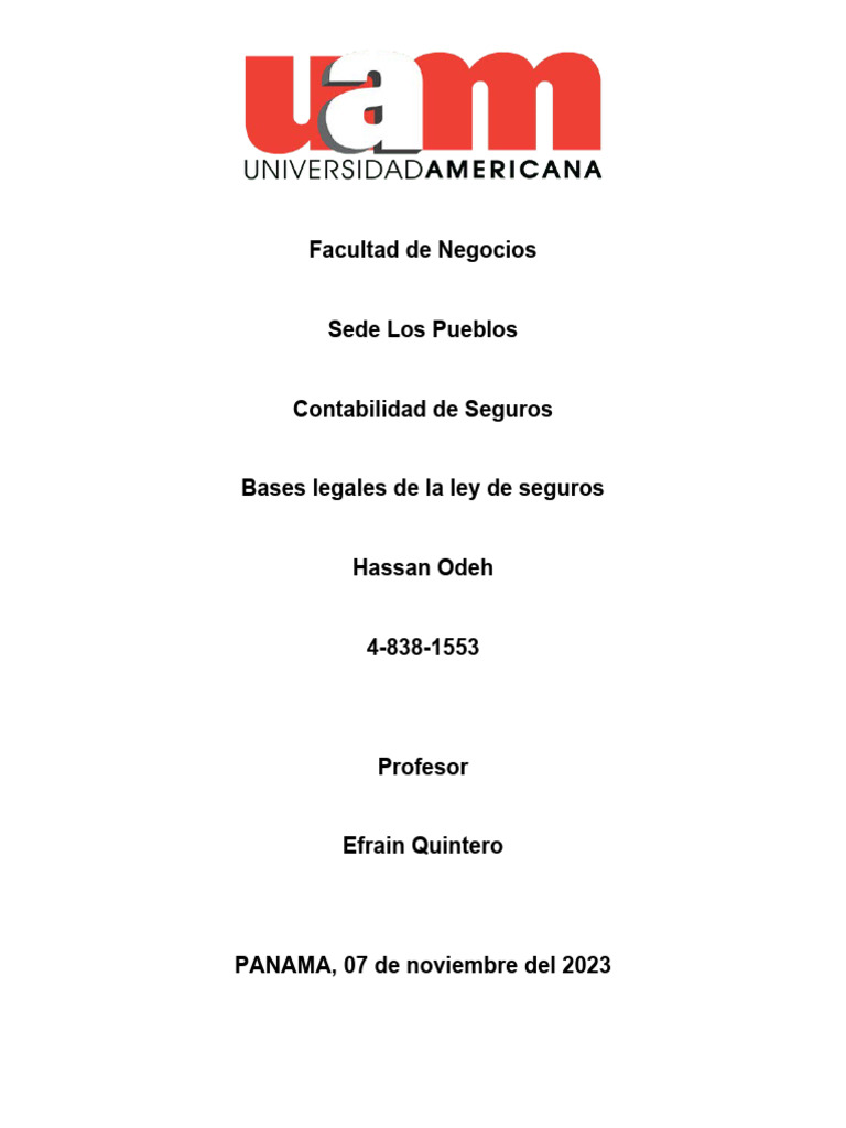 Bases Legales de La Ley de Seguros TRAB ESCRIT - 120257 | PDF | Seguro | Reaseguro