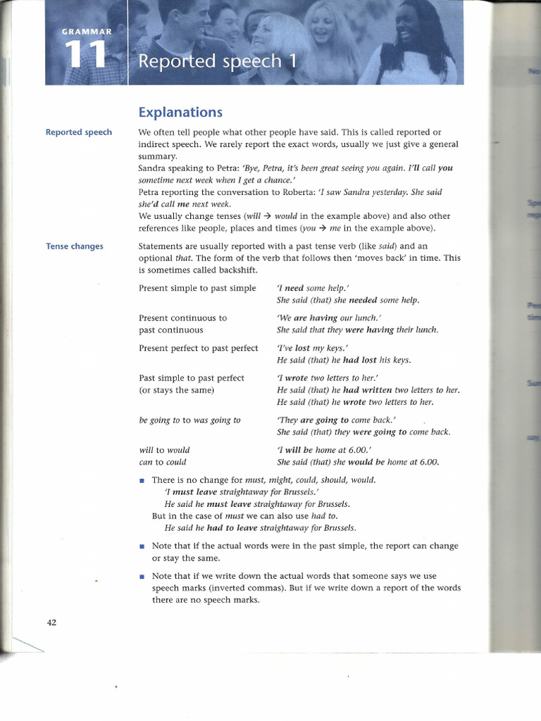 Interm - Grammar 11 - Reported Speech 1 | PDF