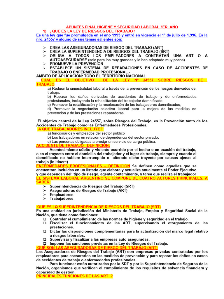 Apunte Fina Hig y Seg Lab S.A.E | PDF | Seguro | Seguridad y salud ocupacional